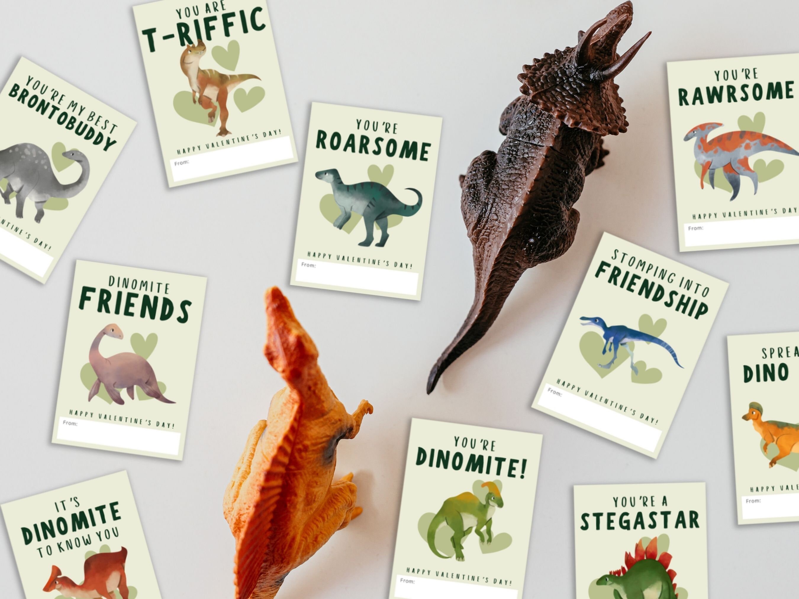 Dinosaur Kids Valentines Classroom Printable Dino Valentines Day Cards ...