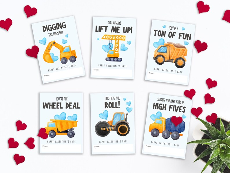 Printable Construction Valentines Classroom Construction Valentine's ...