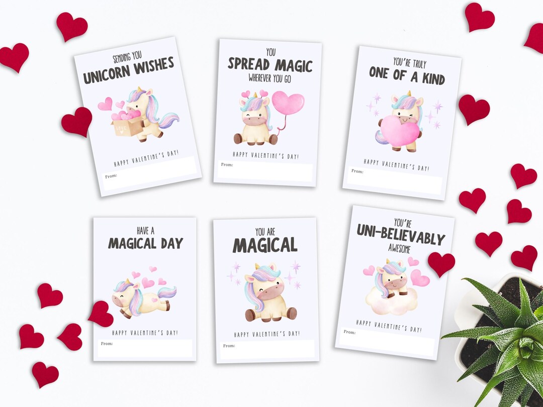 Printable Unicorn Valentines Classroom Unicorn Valentine's Day Cards ...