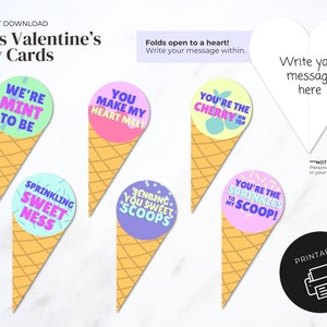 Ice Cream Valentines Day Cards Printable Classroom Valentine's Day ...