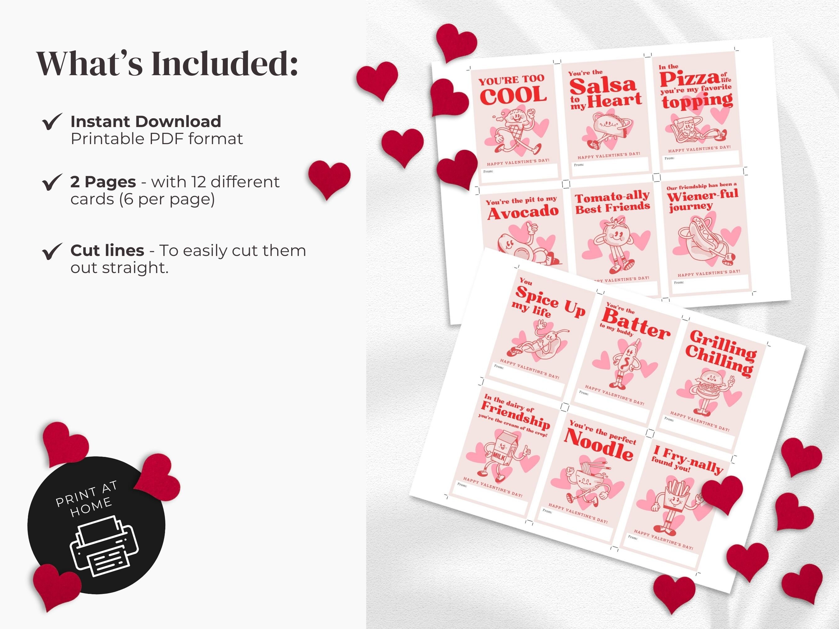 Retro Instant Download Valentines Day Cards Classroom Printable ...