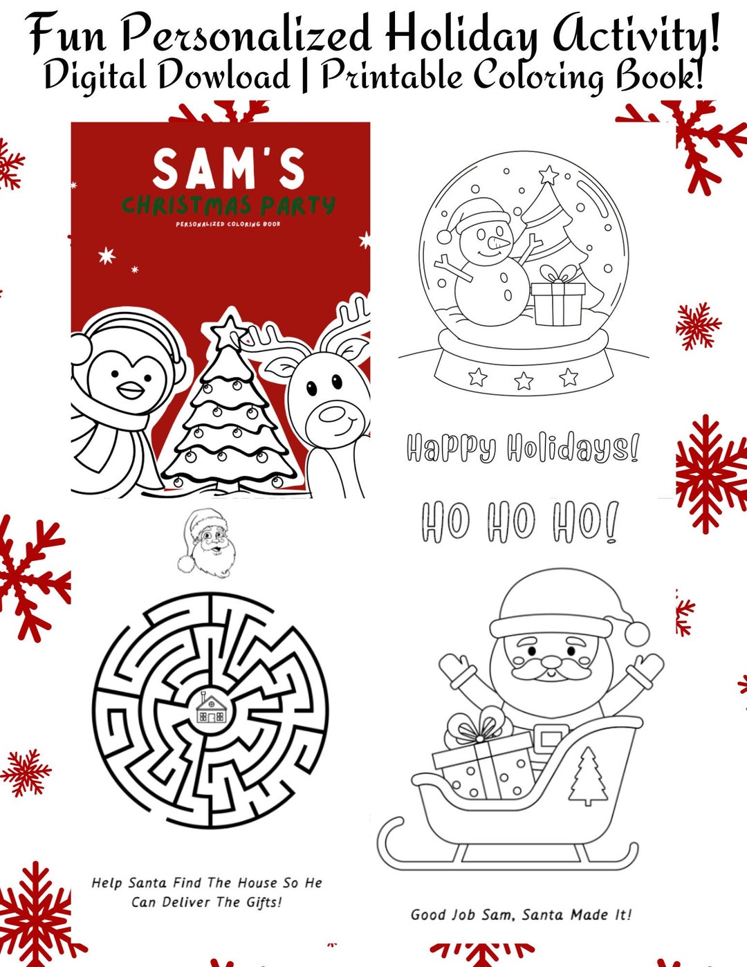 Christmas Coloring Book, Holiday Coloring Book for Kids, Children's ...