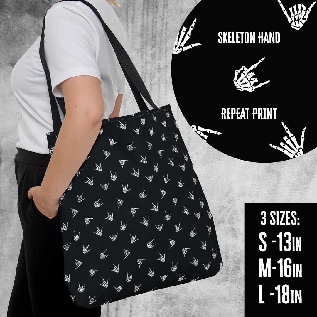 Skeleton Hands Tote Bag, Rock and Roll Hands Tote Bag, Hang Loose ...