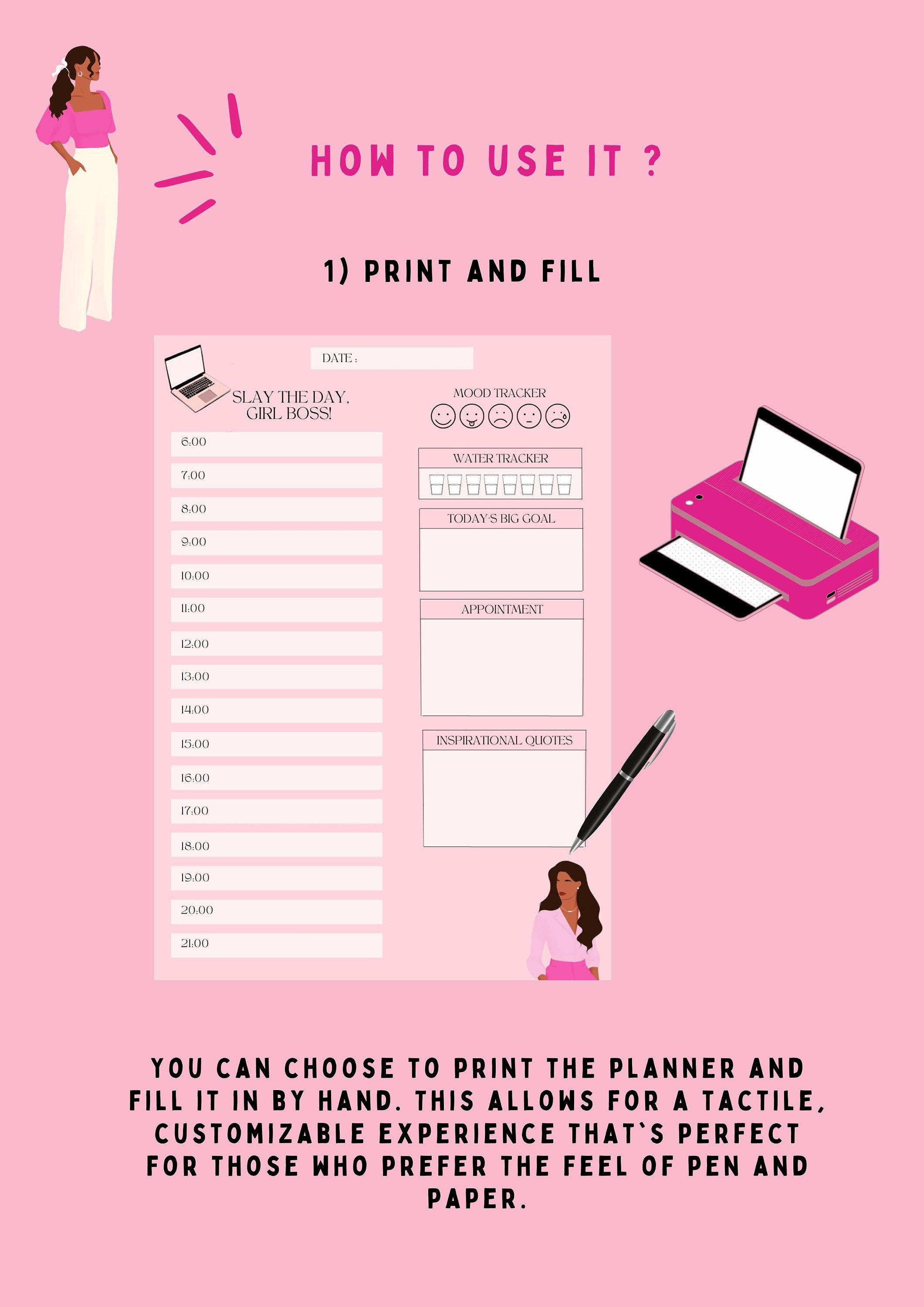 Printable Daily Plannerprintable Girl Boss Daily Planner - Etsy