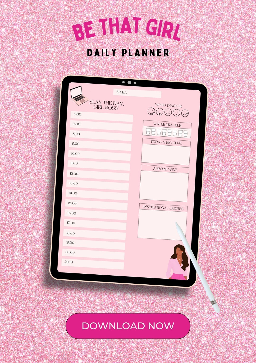 Printable Daily Plannerprintable Girl Boss Daily Planner - Etsy