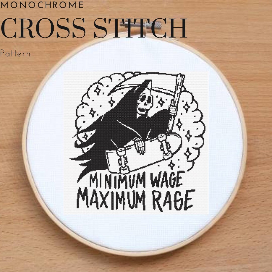 Minimum Wage Maximum Rage Cross Stitch Pattern - Etsy