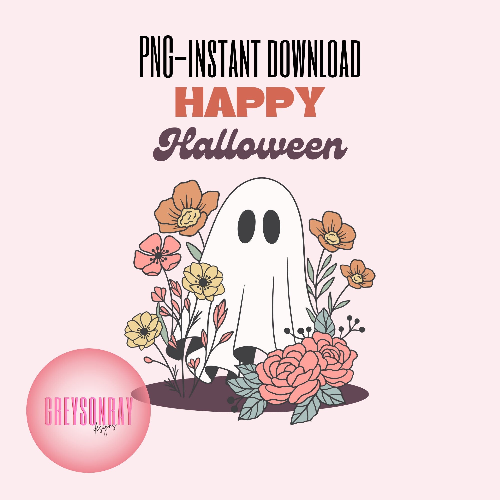 Happy Halloween Ghost Floral PNG Instant Download - Etsy