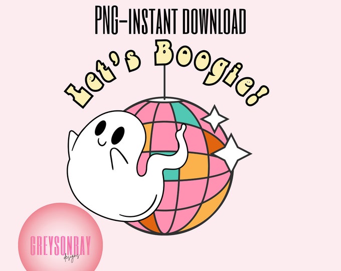 Let's Boogie Ghost Disco Ball Halloween PNG | Instant Download - Etsy