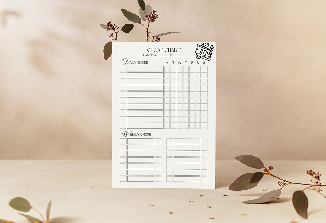 Minimalist Chore Chart Editable Template Daily Weekly - Etsy