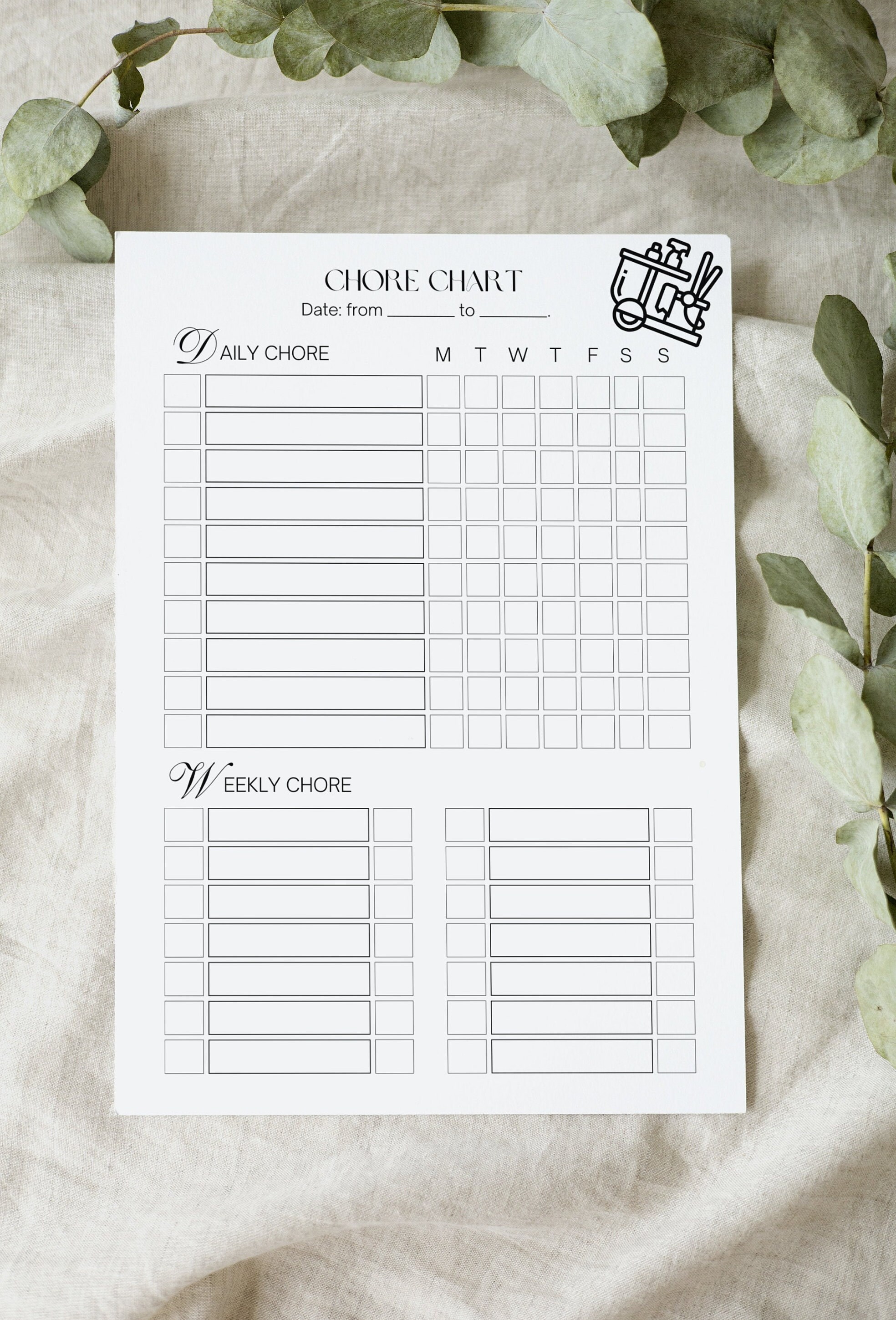 Minimalist Chore Chart Editable Template Daily Weekly - Etsy