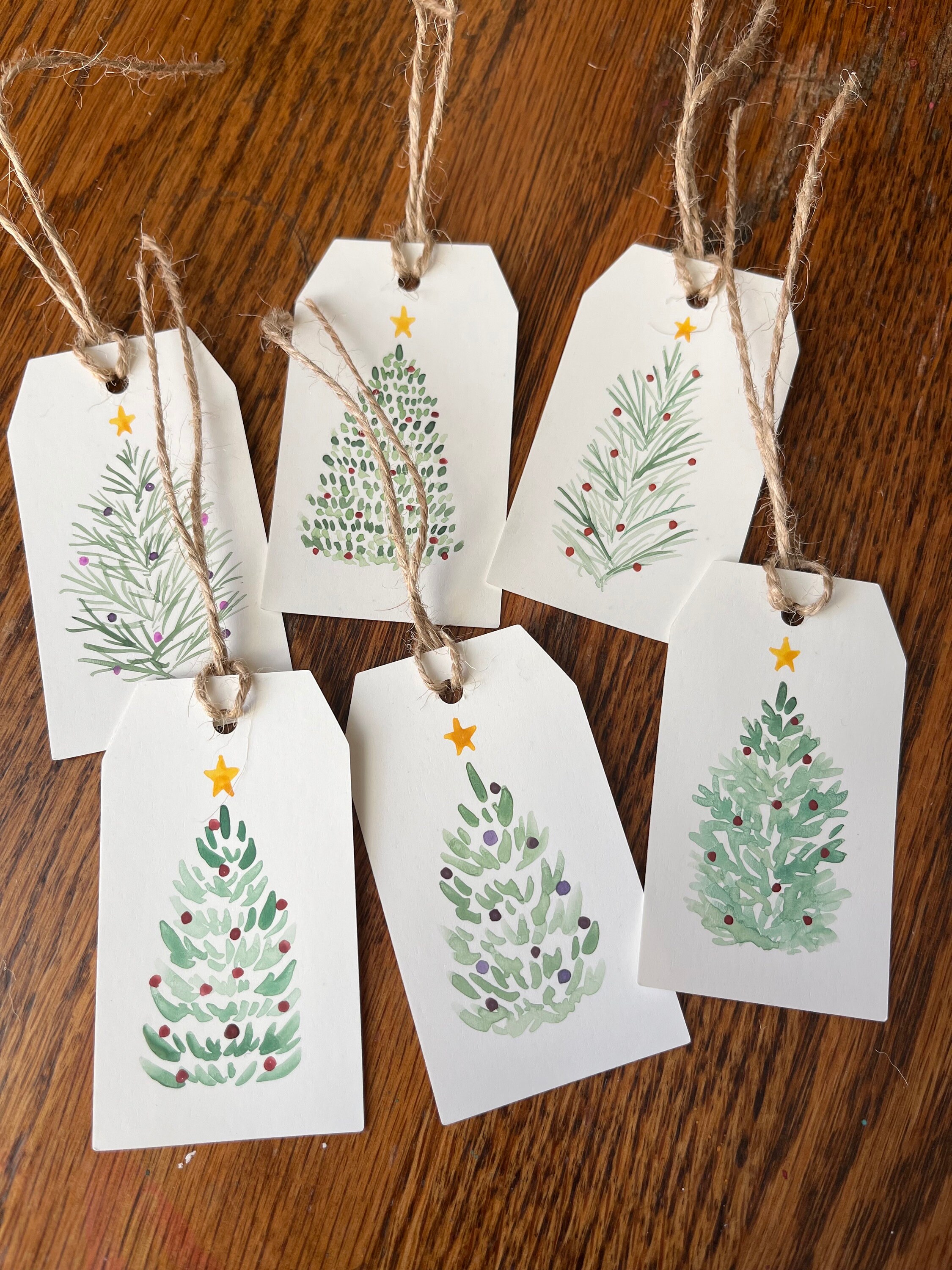 Hand Painted Watercolor Gift Tags Set of 8, 12, or 16 Holiday Tags for ...