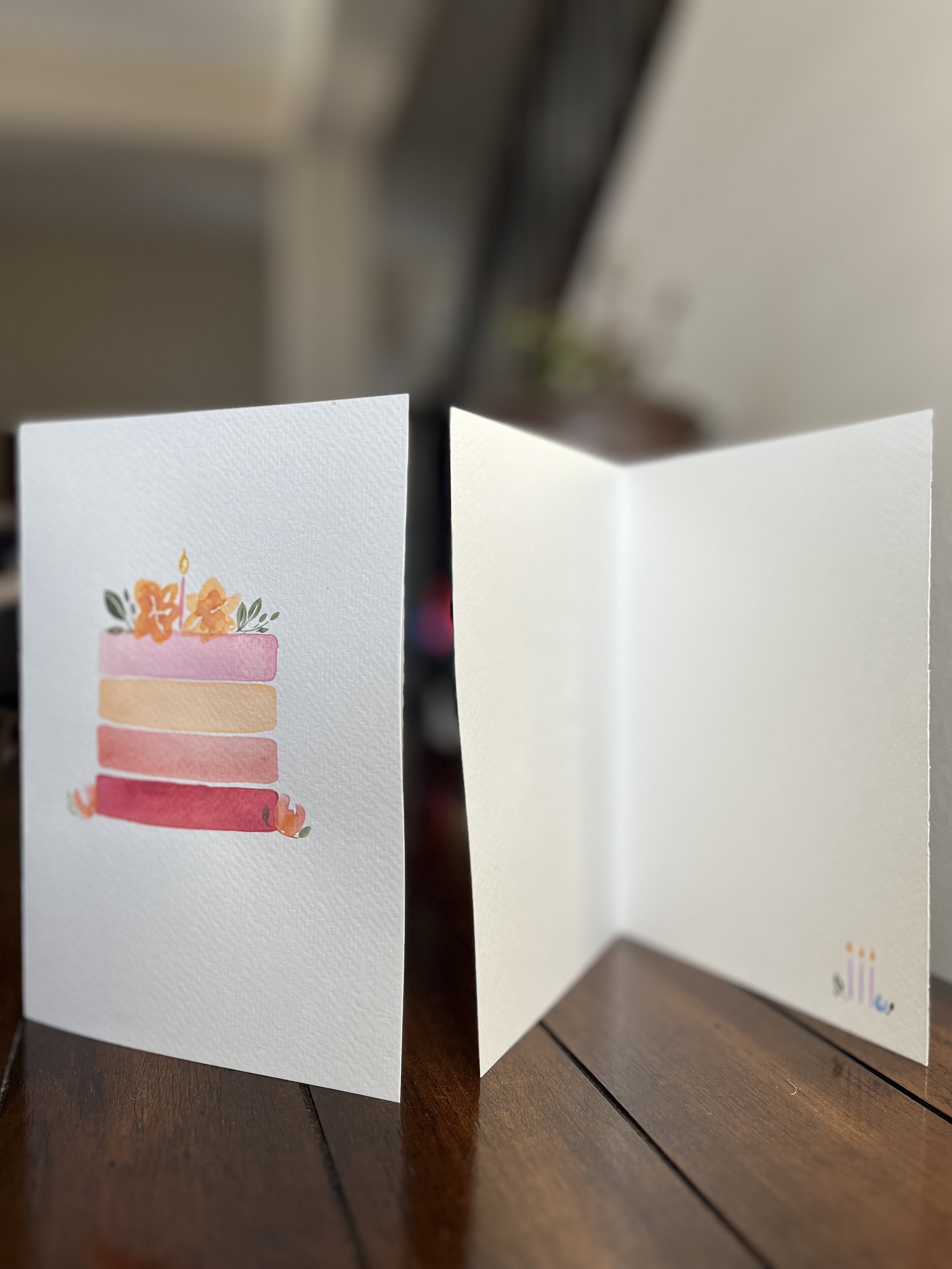 Hand Painted Birthday Cake Cards Set of 2 Birthday Celebration Cards ...