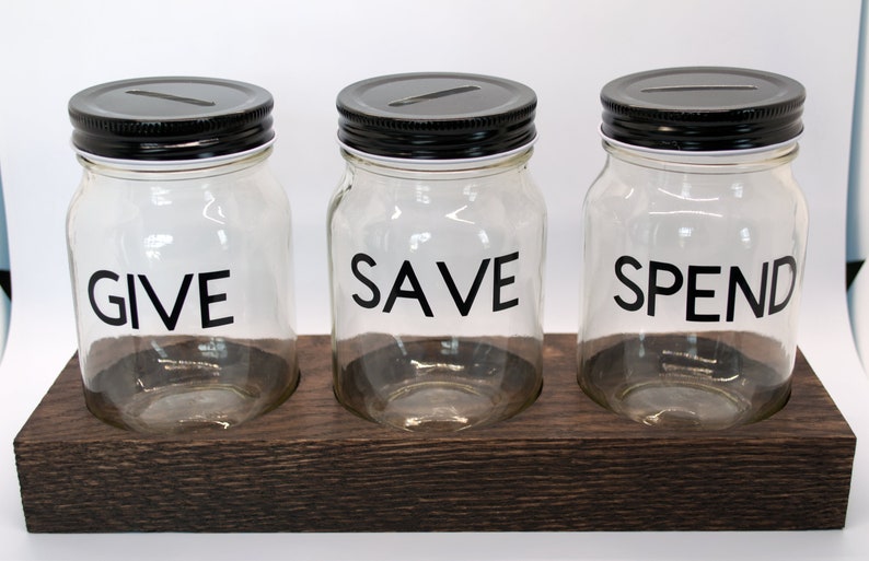 Three Jar Bank: Give, Save, Spend - Etsy