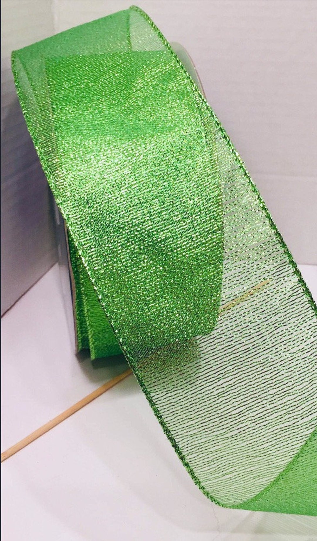 Green Ribbon, Lime Green Ribbon, Green Metallic Ribbon, Christmas ...