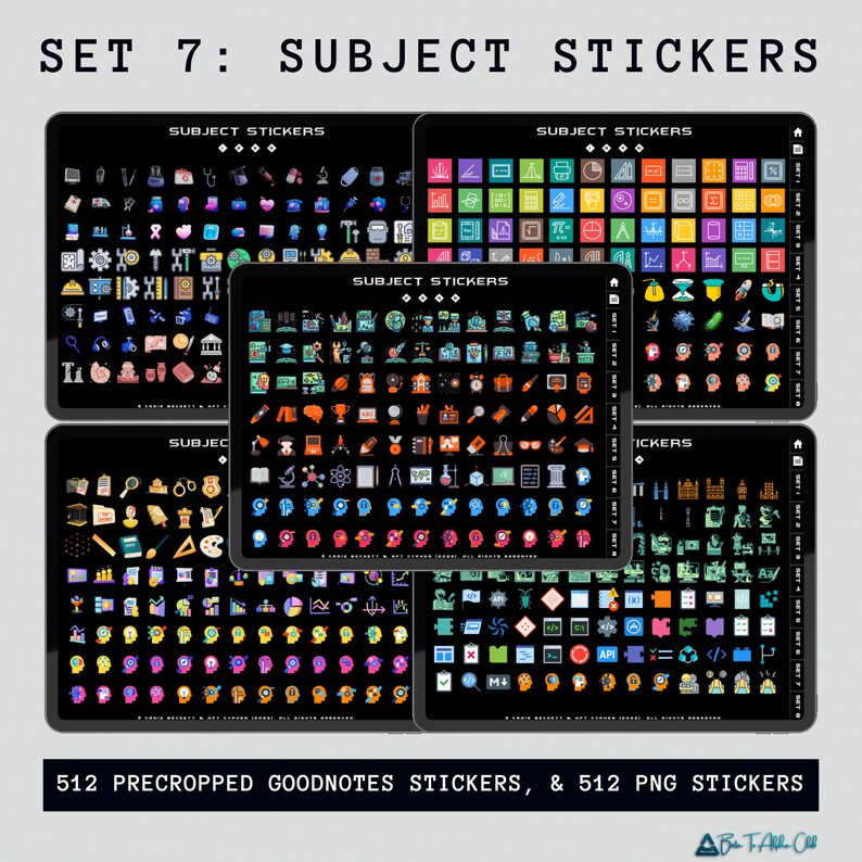 Academic Digital Stickers | 1332 Goodnotes Stickers iPad Study ...