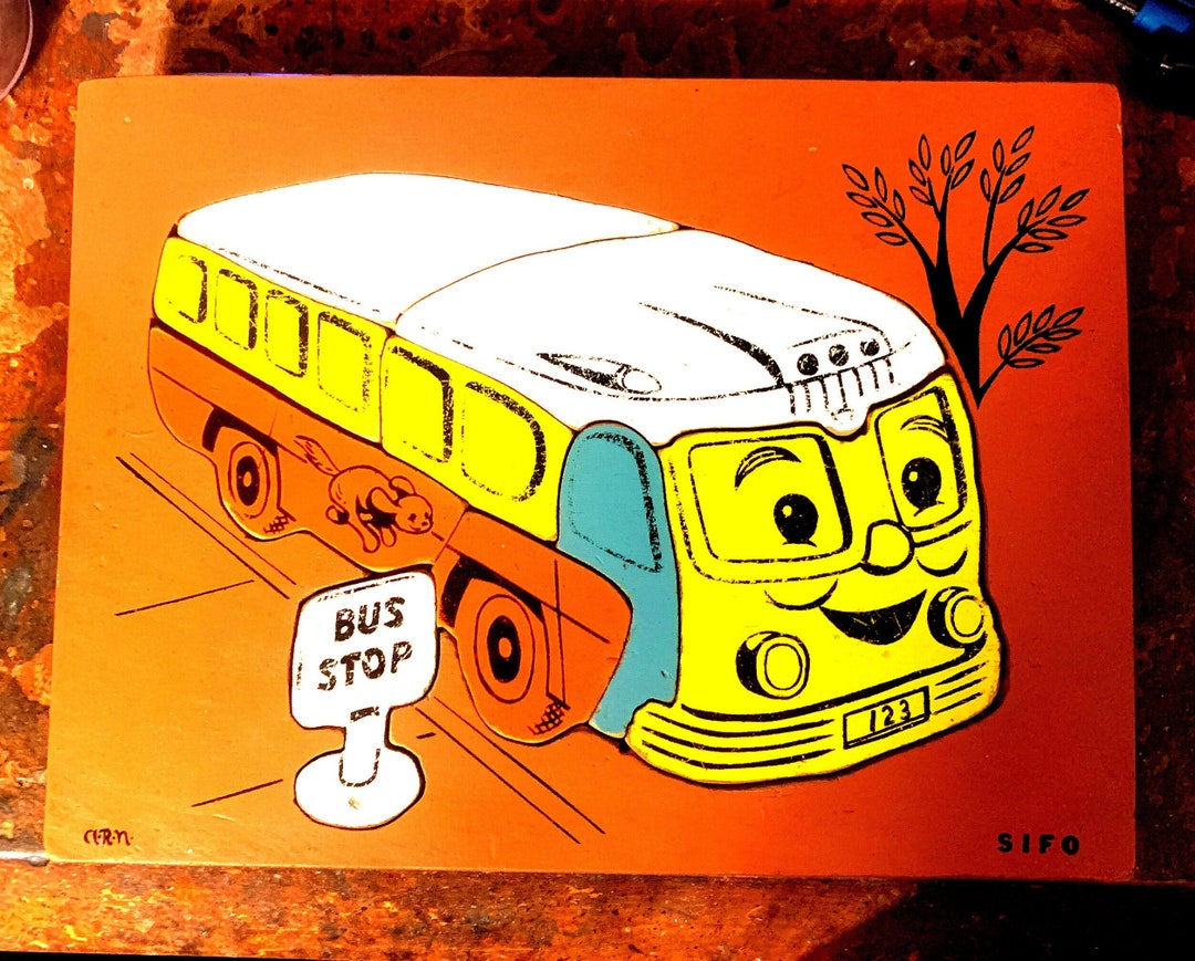 Vintage SIFO Wooden Puzzles Bus Stop RARE - Etsy