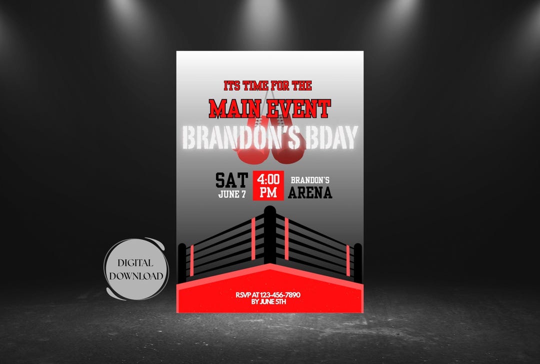 Printable Birthday Invitation, Boxing Birthday Invitation, Young Boy ...