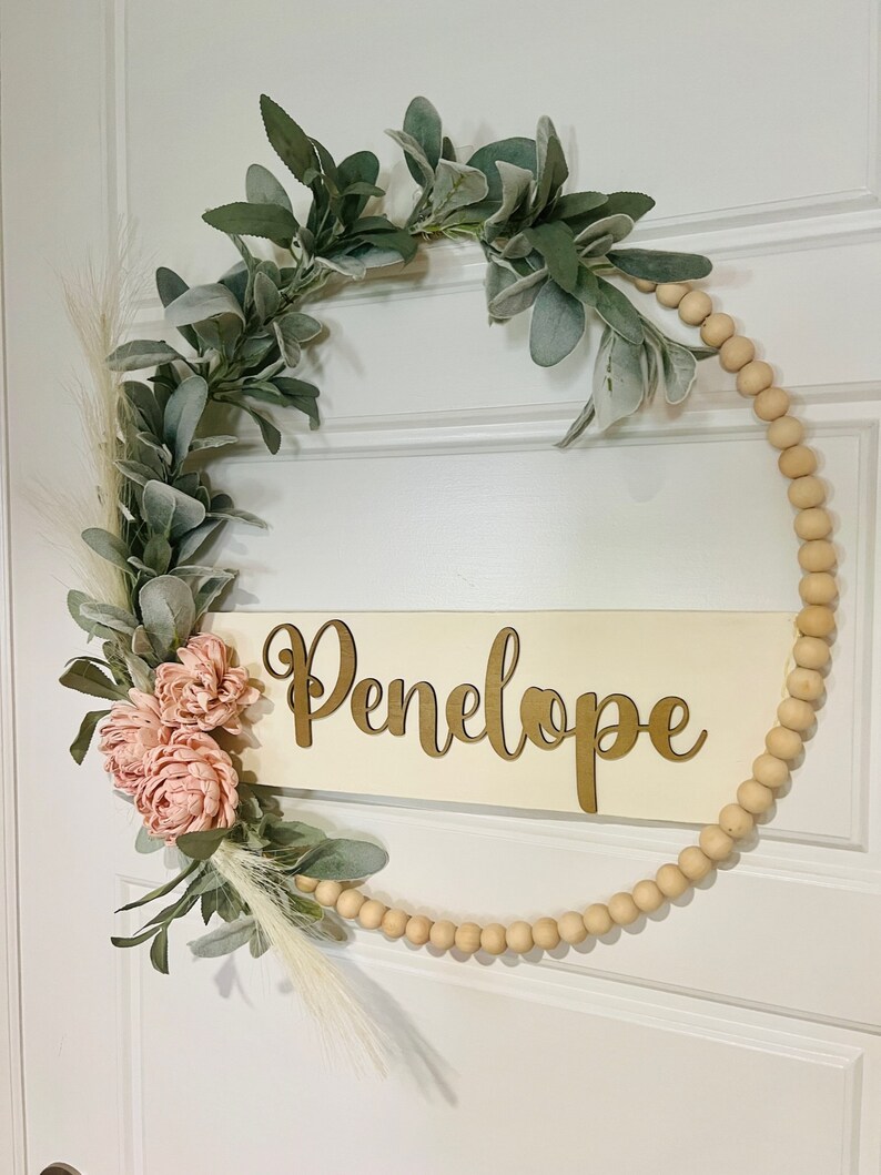READY TO SHIP Beaded Hoop Wreath Baby Girl Baby Shower Decor Hospital ...