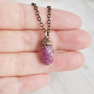 Raw Ruby Necklace, Rough Ruby Pendant, Healing Crystal Necklace, Uncut ...
