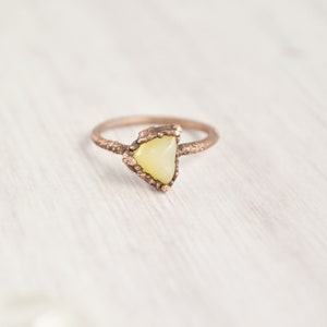Raw Yellow Opal Ring, Rough Stone Ring, Unique Copper Ring, Natural ...
