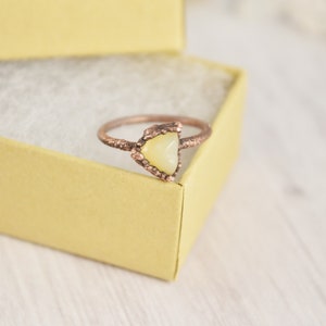 Raw Yellow Opal Ring, Rough Stone Ring, Unique Copper Ring, Natural ...