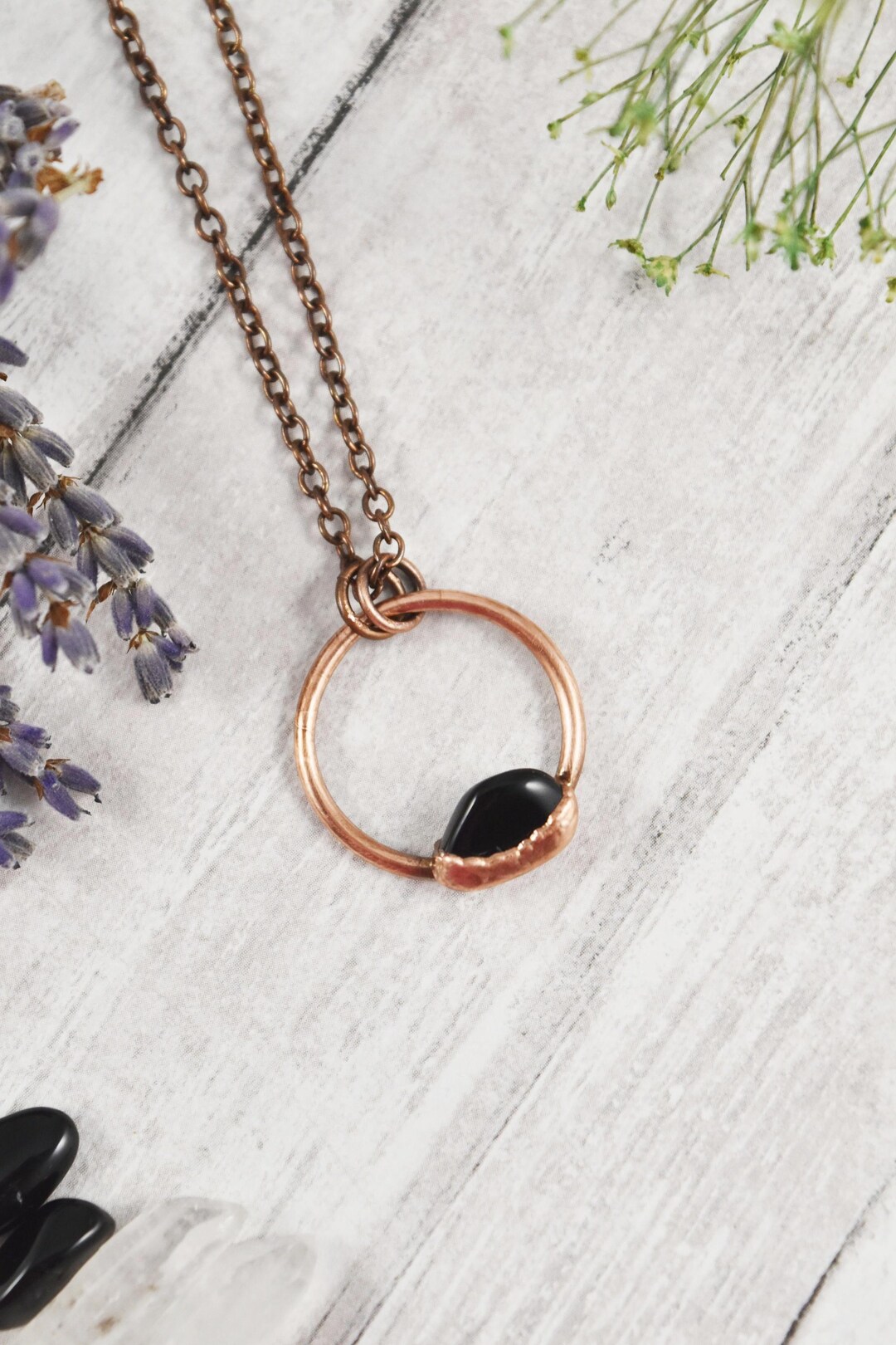 Raw Black Obsidian Necklace, Pendant Necklace, Natural Obsidian Stone ...
