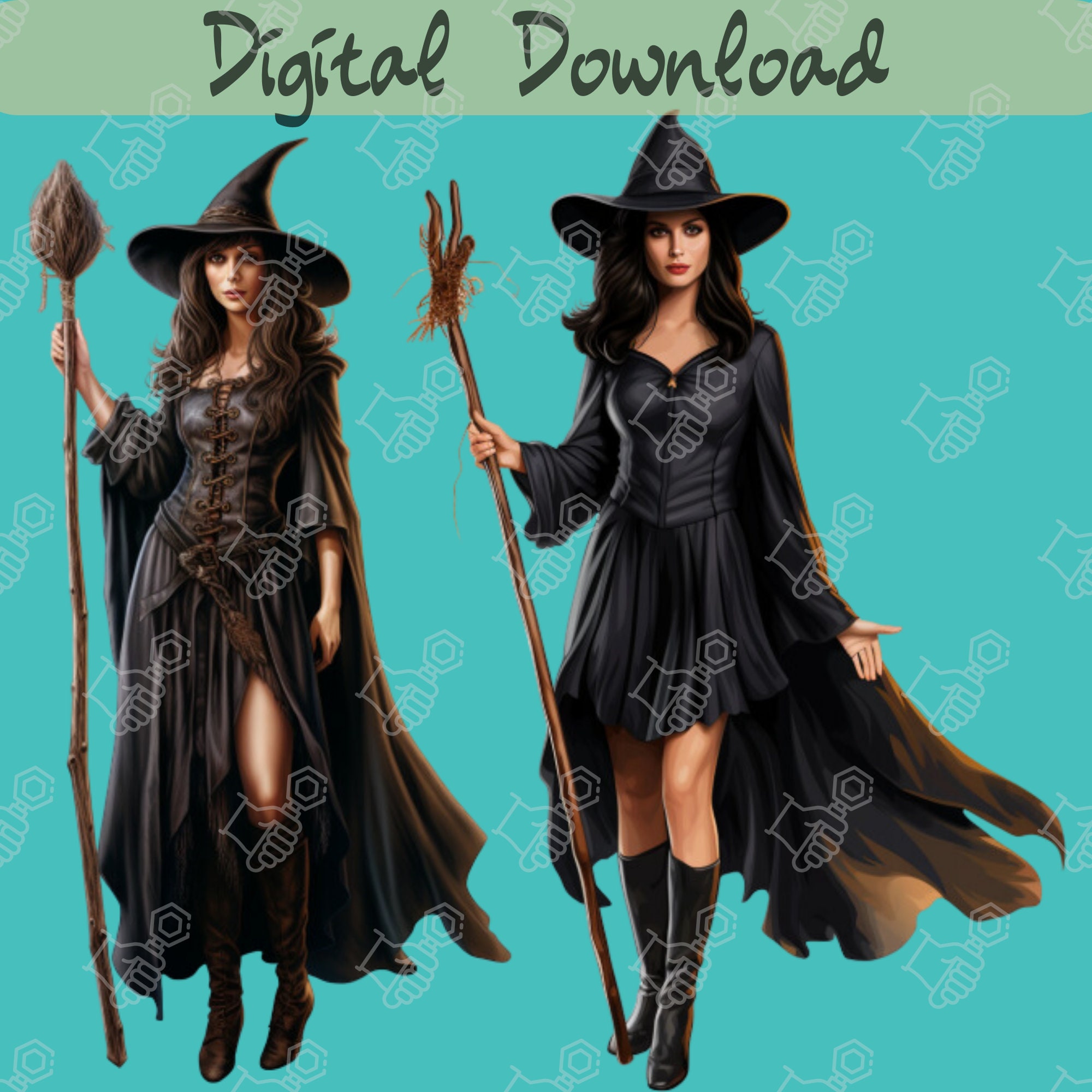 12 Beautiful Witches, Woman, Halloween, Clip Art - Etsy