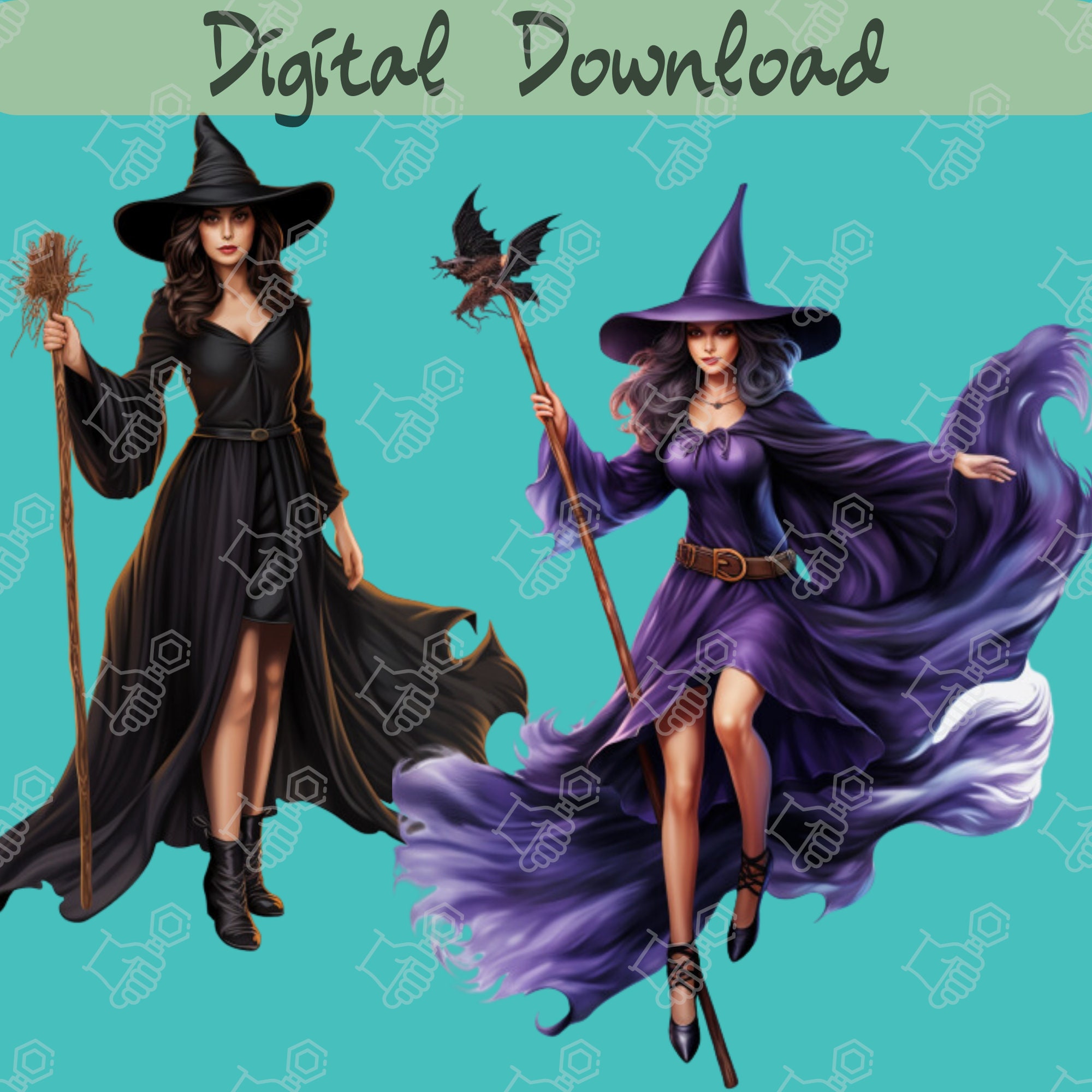 12 Beautiful Witches, Woman, Halloween, Clip Art - Etsy