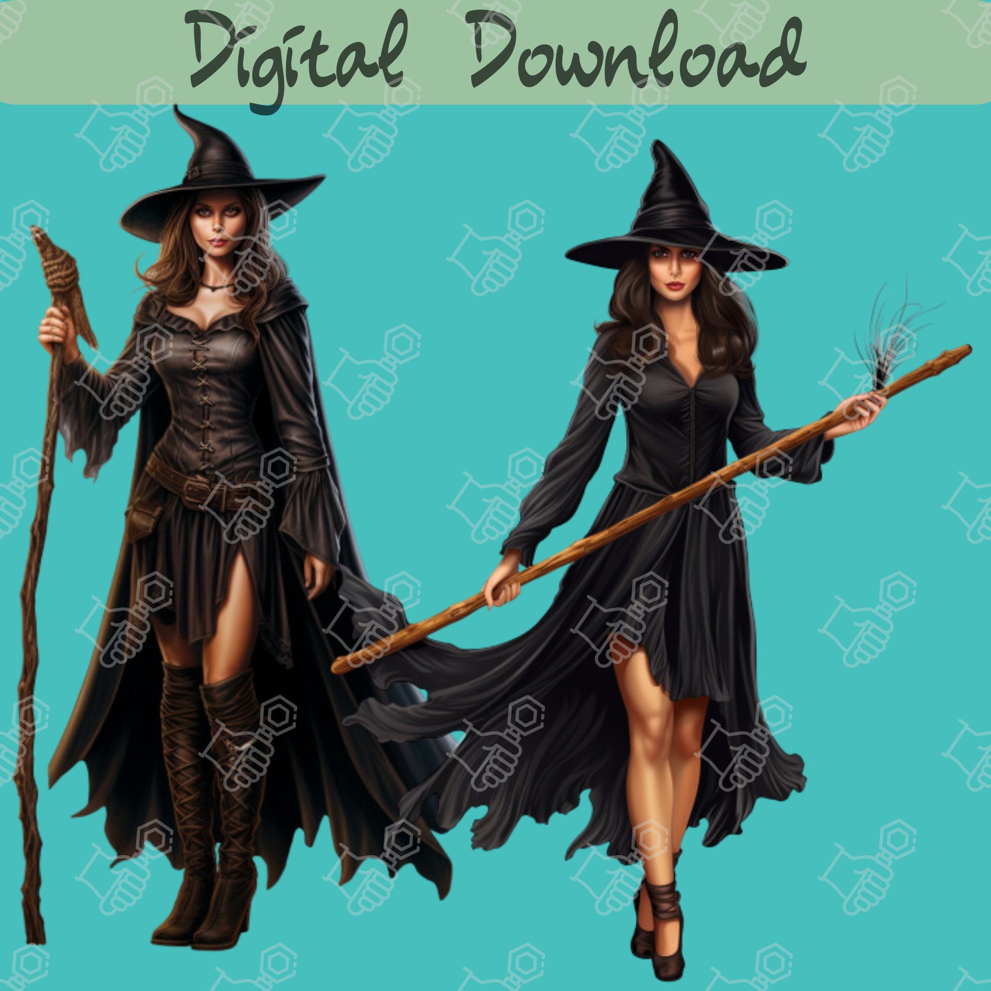 12 Beautiful Witches, Woman, Halloween, Clip Art - Etsy