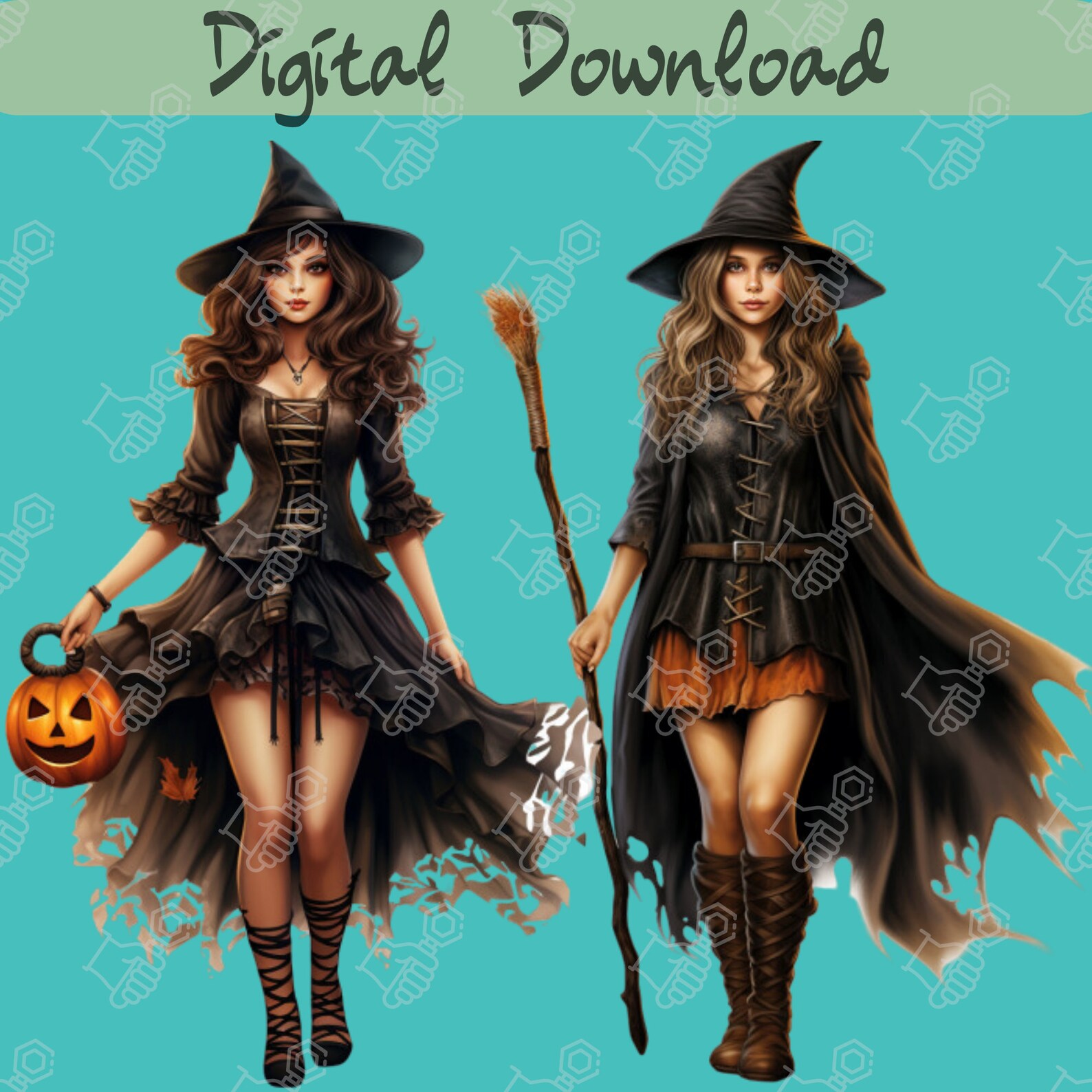 12 Beautiful Witches, Woman, Halloween, Clip Art - Etsy