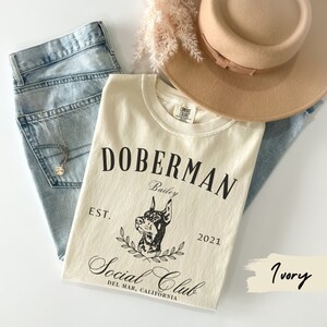 Custom Doberman Pinscher Social Club Name Shirt, Comfort Color Dobie ...