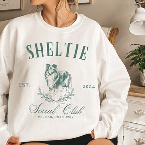Shetland Sheepdog Social Club Name Sweatshirt, Custom Sheltie Dog Mom ...