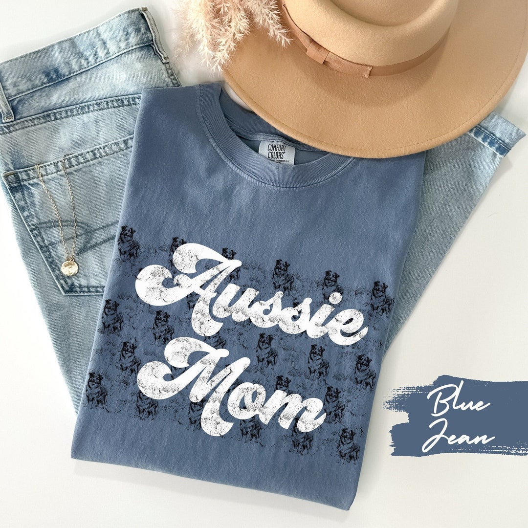 Checkered Australian Shepherd Comfort Colors Shirt, Aussie Dog Mom ...