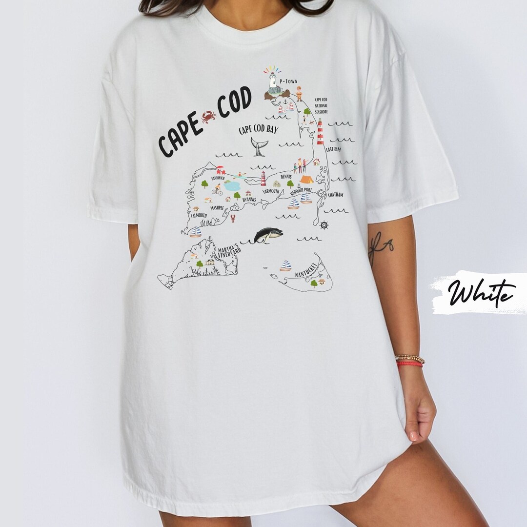 Cape Cod Map Shirt, Comfort Colors T-shirt, Cape Cod Beach Tee Shirt ...