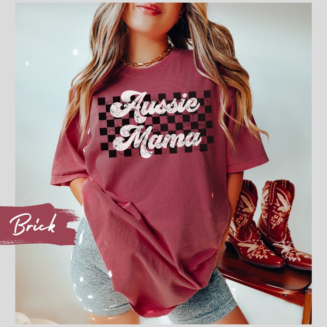 Checkered Aussie Mama Shirt, Retro Dog Mom Tshirt, Australian Shepherd ...