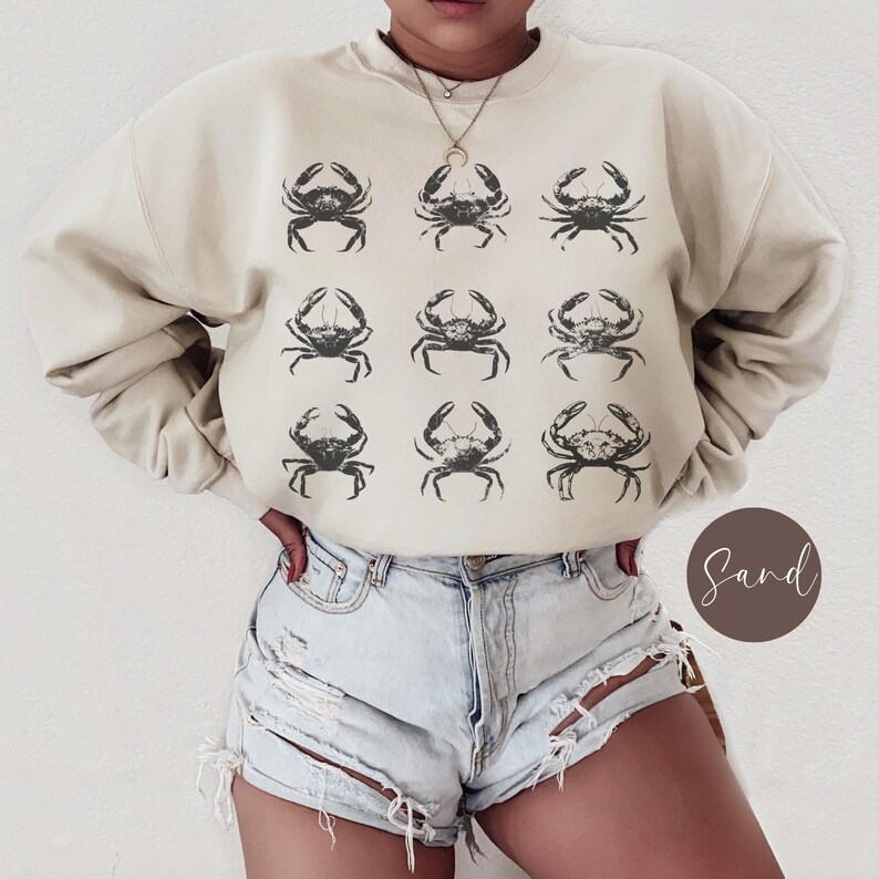 Vintage Crabs Sweatshirt, Crustacean Lover Sweater, Gift for Crab Lover ...