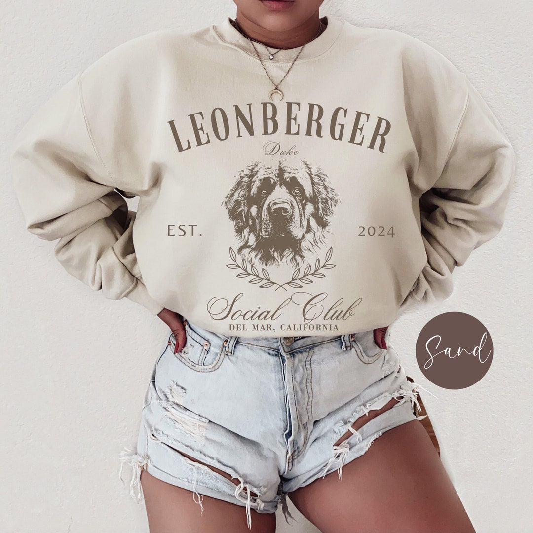 Leonberger Social Club Name Sweatshirt, Custom Dog Mom Crewneck Sweater ...