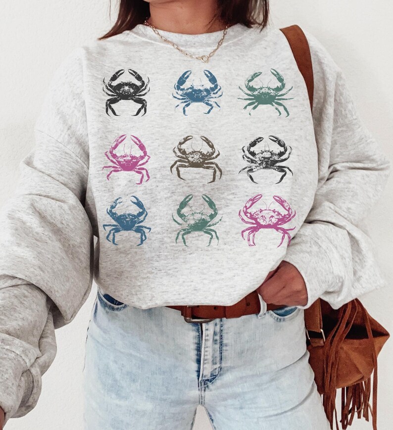 Vintage Crabs Sweatshirt, Crustacean Lover Sweater, Gift for Crab Lover ...