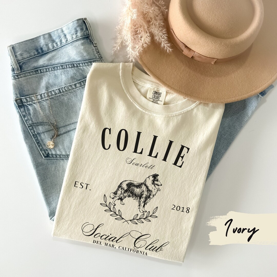 Comfort Colors Rough Collie Social Club Name Shirt, Custom Dog Mom T ...
