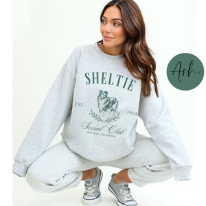 Shetland Sheepdog Social Club Name Sweatshirt, Custom Sheltie Dog Mom ...