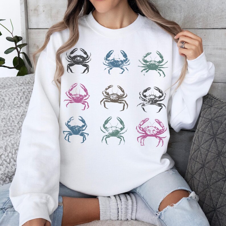 Vintage Crabs Sweatshirt, Crustacean Lover Sweater, Gift for Crab Lover ...