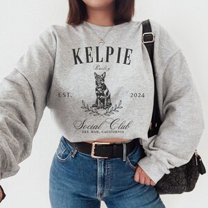 Australian Kelpie Social Club Name Sweatshirt, Custom Dog Mom Crewneck ...