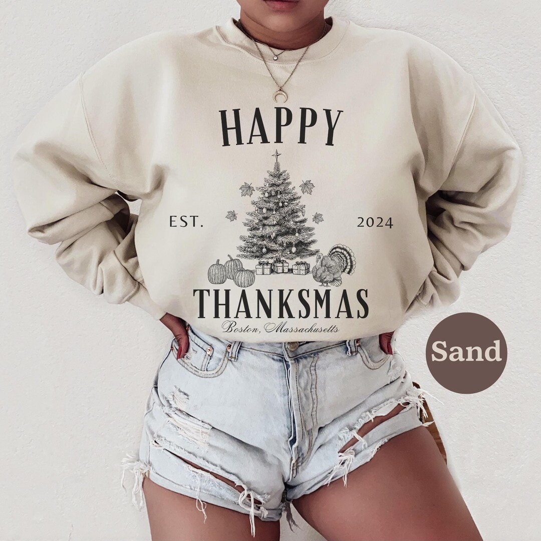 Personalized Thanksmas Family Matching Sweatshirt, Happy Christmas ...