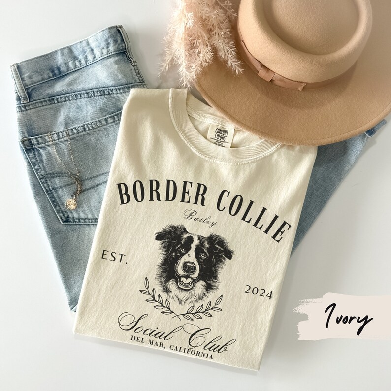 Border Collie Face Social Club Name Shirt, Custom Dog Mom Tshirt, Gift ...