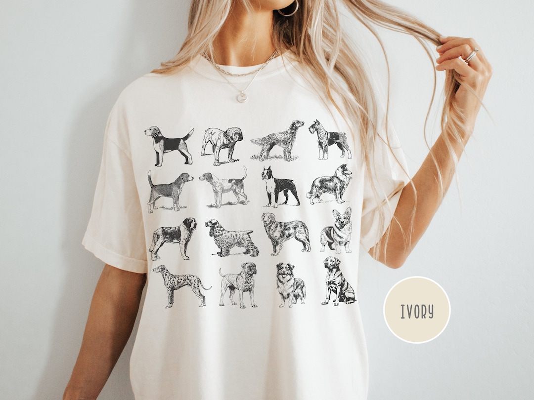 Vintage Dog Breeds Graphic Comfort Colors® Shirt, Cute Dog Mom T-shirt ...