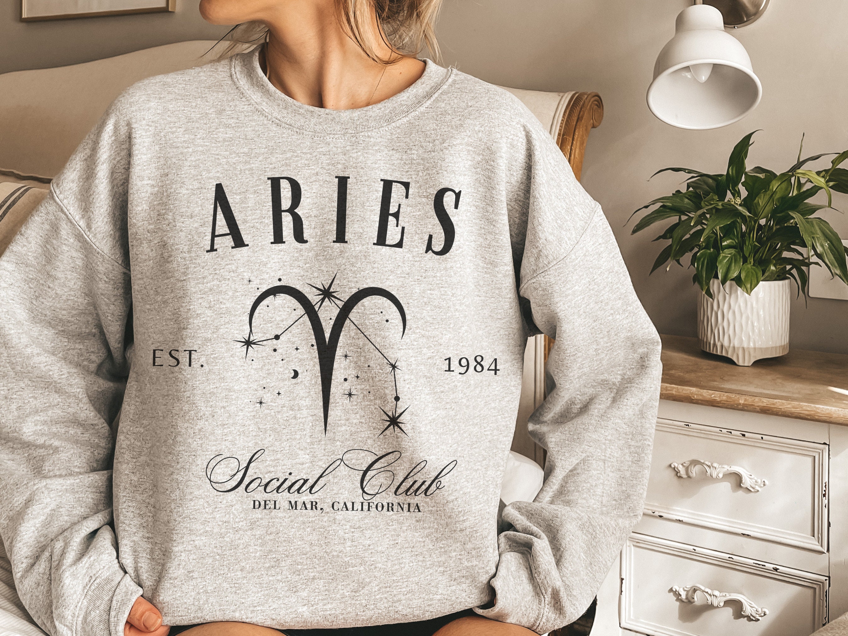 Custom Aries Zodiac Sign Social Club Sweatshirt, Aries Crewneck Sweater ...