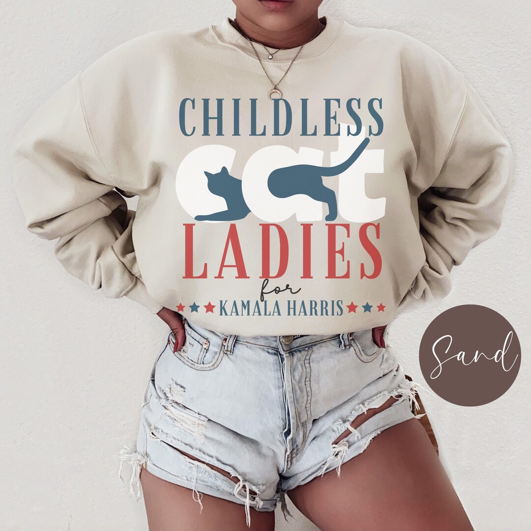 Cat Lady Kamala Harris President Sweatshirt, Cat Lover Crewneck Sweater ...