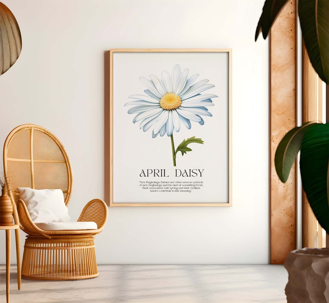April Flower Wallart Birth Month Flower Art Personalized Gift Digital ...