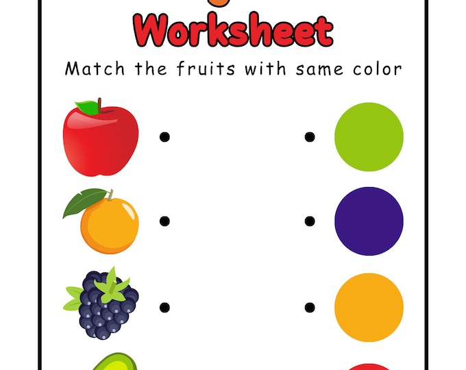 Montessori Color Matching Worksheet - Etsy