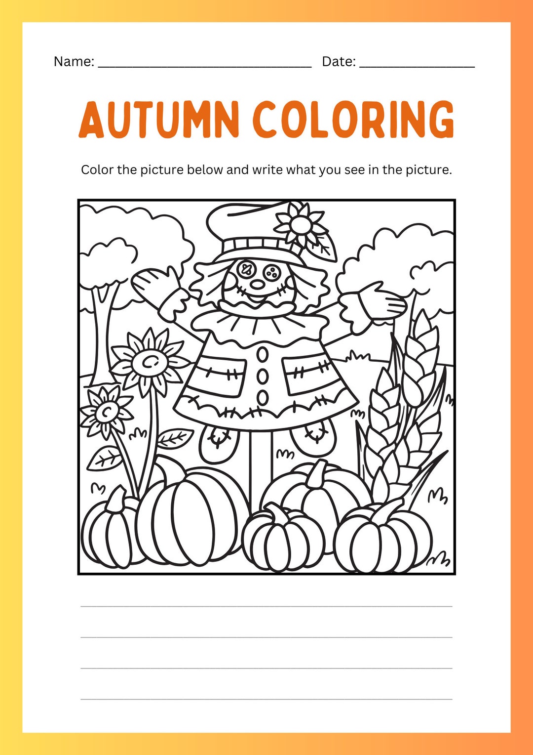 Montessori Autumn Coloring Sheet - Etsy
